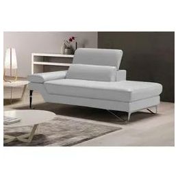 Ottomane Egoitaliano "Princess, elegantes Designsofa mit erstklassigem Sitzkomfort" Sofas Gr. B/H/T: 177 cm x 95 cm x 108 cm, Leder CAREZZA, Armlehne links, silberfarben (silber) inkl. verstellbarem Kopfteil und edle Designmetallfüße