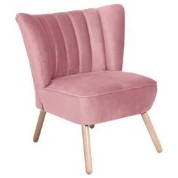 Sessel Max Winzer "Aspen, Loungesessel, Solitärsessel, bequem" Gr. Samtvelours 20442, B/H/T: 72cm x 80cm x 67cm, rosa (rosé) Einzelsessel Sessel tolle Rückenlehnenverarbeitung im Retrostil, hoher Fuß