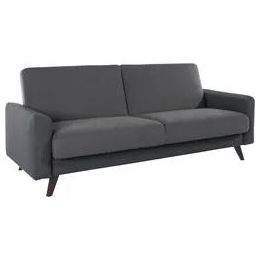 3-Sitzer exxpo - SOFA FASHION "Samso, elegant und bequem, toller Sitzkomfort, Schlafsofa" Sofas Gr. B/H/T: 222 cm x 89 cm x 93 cm, Webvelours Premium, mit Bettfunktion-mit Bettkasten, grau Kippcouch, inklusive Bettfunktion und Bettkasten