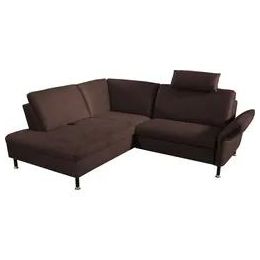 Ecksofa Alina "Janis" Sofas Gr. B/H/T: 252cm x 108cm x 207cm, Microfaser GDU, Ottomane links, braun (nussbraun gdu 24) inkl. Sitztiefenverstellung und Kopfstütze