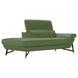 Ottomane Egoitaliano "Narcisa, Designsofa" Sofas Gr. B/H/T: 174cm x 96cm x 110cm, Leder CAREZZA, Ottomane links, grün (sprite) mit verstellbarer Kopfstütze, Solitärmöbel als Blickfang