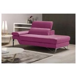 Ottomane Egoitaliano "Princess, elegantes Designsofa mit erstklassigem Sitzkomfort" Sofas Gr. B/H/T: 177cm x 95cm x 108cm, Leder NUVOLE, Armlehne links, lila (violett) inkl. verstellbarem Kopfteil und edle Designmetallfüße