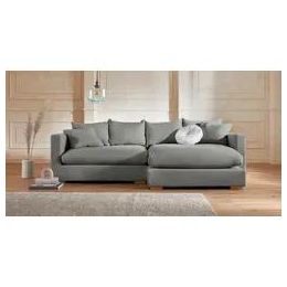 Guido Maria Kretschmer Home & Living Ecksofa GUIDO MARIA KRETSCHMER HOME&LIVING "Pantin, L-Form" Sofas Gr. B/H/T: 266 cm x 80 cm x 153 cm, Struktur, Recamiere rechts, grau (hellgrau) extra weich und kuschelig, Füllung mit Federn Daunen