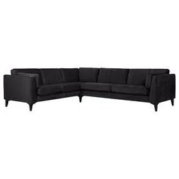 Ecksofa furninova "Avignon" Sofas Gr. B/H/T: 237cm x 78cm x 283cm, Velours, langer Schenkel rechts, ohne Bettfunktion, blau (antracit) inklusive 2 Armlehnkissen, im skandinavischen Design