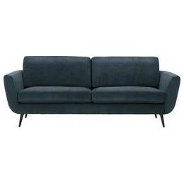 2,5-Sitzer furninova "Smile mit tollem Sitzkomfort, elegant und bequem" Sofas Gr. B/H/T: 217cm x 85cm x 93cm, Velours, ohne Bettfunktion, blau (petrol) im skandinavischen Design