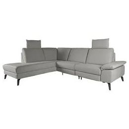 Ecksofa Alina Sofas Gr. B/H/T: 267 cm x 118 cm x 210 cm, Struktur GBA, Ottomane links, mit Armlehnenverstellung, grau (hellgrau gba 9) inkl. Kopfstützen, wahlweise mit Relaxfunktion, Breite: 267 cm