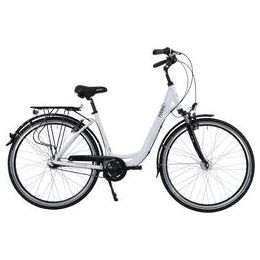 Cityrad Hawk BIKES "City Wave Deluxe White" Fahrräder Gr. 44cm, 26 Zoll (66,04cm), weiß für Damen und Herren