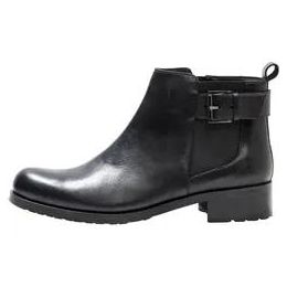 Stiefelette sheego "Große Größen" Gr. 40, schwarz Damen Schuhe Chelseaboots Ankleboots mit Band und Schnalle am Schaft