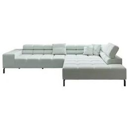 Ecksofa Inosign "Ancona New, wahlweise motorische Sitztiefenverstellung, auch Cord" Sofas Gr. Luxus-Microfaser, Recamiere rechts, ohne Sitztiefenverstellung, grün (mint) Ecksofa feine Steppung, mit Kopfteilverstellung, 3 Zierkissen, L-Form