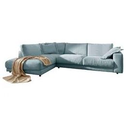 Ecksofa Places of Style "Enisa XXL B/T/H: 325/224/85 cm L-Form" Sofas Gr. B: 325cm, Cord, Recamiere links, blau (bleu) Kuschelig, gemütlich, in 5 Farben, Bezug Cord, mit 2 Zierkissen