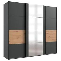 Schwebetürenschrank wimex "Barmbek Schlafzimmerschrank BESTSELLER Garderobenschrank" Schränke Gr. B/H/T: 225 cm x 208 cm x 64 cm, 3 St., braun (graphit, artisan eiche nachbildung, spiegel) Kleiderschrank mit 2 Stoffboxen und zusätzlichen Böden, Spiegeltür