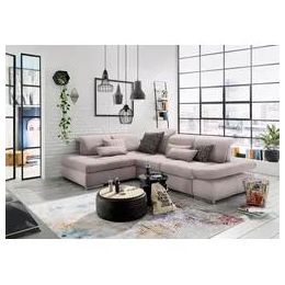 Ecksofa SET ONE BY Musterring "SO 4100 mit komfortablen Federkern und Kopfteilverstellung" Sofas Gr. B/H/T: 291cm x 80cm x 226cm, Luxus-Microfaser TORO, Ottomane links, mit Bettfunktion-mit Sitztiefenverstellung-mit Armlehnenverstellung, grau (steelgrau 38) wahlweise mit Bettfunktion und Sitztiefenverstellung, L-Form