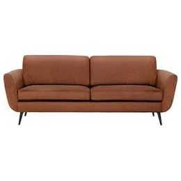 2,5-Sitzer furninova "Smile mit tollem Sitzkomfort, elegant und bequem" Sofas Gr. B/H/T: 217 cm x 85 cm x 93 cm, Velours, ohne Bettfunktion, orange (peach) im skandinavischen Design