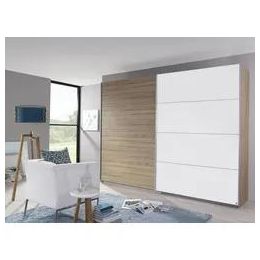 Schwebetürenschrank Rauch "Quadra Kleiderschrank BESTSELLER Schrank Gaderobe" Schränke Gr. B/H/T: 271 cm x 210 cm x 62 cm, 2 St., weiß (struktureichefarben hell, weiß) mit Möglichkeit zur individuellen Frontgestaltung, leichtgängige Türen