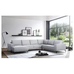 Wohnlandschaft Places of Style "Oland" Sofas Gr. B/H/T: 342 cm x 85 cm x 260 cm, Struktur weich, Recamiere links, beige (sand) U-Form, im zeitlosem Design und hochwertiger Verabeitung