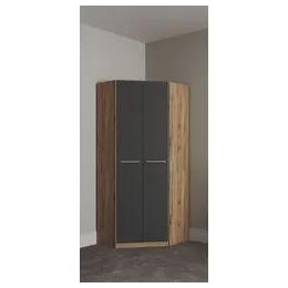 Eckkleiderschrank Priess "Barcelona Kleiderschrank Ecklösung Raumwunder" Schränke Gr. B/H/T: 78cm x 193cm x 78cm, Tiefe Seitenteil 36cm, ohne Beleuchtung, schwarz (astkernbuche/schwarz) in 2 Tiefen Schrank Eckschrank Garderobe