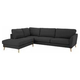 Ecksofa Home Affaire "MARSEILLE 278/202 cm, L-Form, Ottom. rechts/links" Sofas Gr. B/H/T: 278cm x 88cm x 202cm, Filzoptik, Ottomane links, grau (anthrazit) mit Massivholzbeinen aus Eiche, verschiedene Bezüge und Farbvarianten