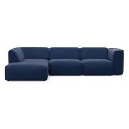 Ecksofa RAUM.ID "Merid jederzeit durch Module erweiterbar L-Form" Sofas Gr. B/H/T: 295cm x 70cm x 162cm, Samtcord, Ottomane links, blau als Modul oder separat verwendbar, für individuelle Zusammenstellung