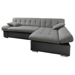 Ecksofa Trendmanufaktur "Reggae, modern und bequem, aktueller Materialmix, L-Form" Sofas Gr. B/H/T: 237cm x 78cm x 94cm, Kunstleder SOFTLUX-Struktur, Recamiere rechts, mit Bettfunktion, schwarz (schwarz/pepper) inkl. verstellbare Armlehne, wahlweise mit Bettfunktion