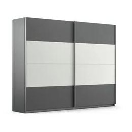 Schwebetürenschrank Rauch "Quadra Bestseller Schlafzimmerschrank in vielen Breiten" Schränke Gr. B/H/T: 271 cm x 210 cm x 62 cm, 2 St., grau (grau metallic, weißglas) Kleiderschrank Garderobenschrank Schrank mit Glaselementen