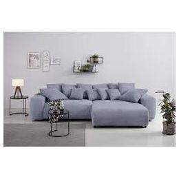 Ecksofa Home Affaire "Sundance II, L-Form" Sofas Gr. B/H/T: 318 cm x 87 cm x 188 cm, Cord, Recamiere beidseitig montierbar, inkl. Bettkasten-inkl. Bettfunktion-inkl. Topper, grau mit DuraSpring-Taschenfederkern bis 140 kg belastbar