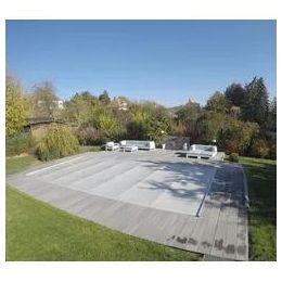 Pool-Abdeckplane KWAD "FLEX" Planen Gr. B/L: 350cm x 650cm, grau Rollabdeckung 6,0x3,0 m (Planenmaß 6,5x3,5 m)