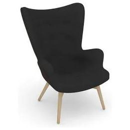 Sessel Max Winzer "build-a-chair Arne, Hochlehnsessel" Gr. Flachgewebe 16452, Korpus: Flachgewebe 16452 schoko-Füße Buche natur, B/H/T: 74cm x 98cm x 81cm, schwarz Einzelsessel Ohrensessel Sessel im Retrolook, zum Selbstgestalten, Hochlehner