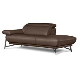 Ottomane Egoitaliano "Anais, Designsofa mit hohem Sitzkomfort, Designfuß" Sofas Gr. B/H/T: 179cm x 74cm x 106cm, Leder BULL, Ottomane rechts, Armlehne links, braun (chocolate) Solitärmöbel als Blickfang, inkl. verstellbarer Kopfstützen