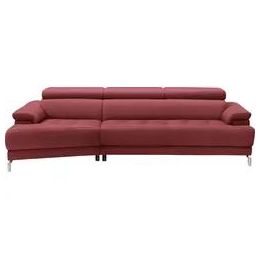 Ecksofa Egoitaliano "Soul, extravagantes Designsofa, Megasofa, super bequem, tolle Details" Sofas Gr. B/H/T: 246 cm x 99 cm x 140 cm, Leder BULL, Recamiere links, rot (kirschrot) mit Trapez-Abschlußelement, inkl verstellbarer Kopfteile