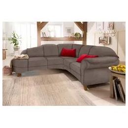 Ecksofa Home Affaire "Mayfair L-Form" Sofas Gr. B/H/T: 245cm x 90cm x 90cm, Struktur fein, Ottomane links, braun (schlamm) mit Federkern