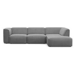 Ecksofa RAUM.ID "Merid jederzeit durch Module erweiterbar L-Form" Sofas Gr. B/H/T: 295cm x 70cm x 162cm, Samtoptik, Ottomane rechts, grau (hellgrau) als Modul oder separat verwendbar, für individuelle Zusammenstellung