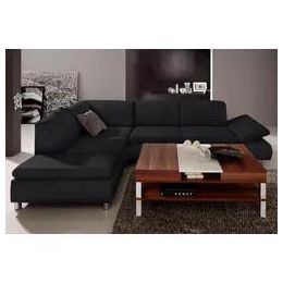 Ecksofa Max Winzer "Toulouse modern und bequem, aktuelles Design, hoher Sitzkomfort" Sofas Gr. B/H/T: 271cm x 75cm x 190cm, Luxus-Microfaser, Ottomane links, schwarz mit klappbaren Armlehnen, Breite 271 cm