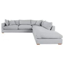 Guido Maria Kretschmer Home & Living Ecksofa GUIDO MARIA KRETSCHMER HOME & LIVING "Pantin, L-Form" Sofas Gr. B/H/T: 318cm x 80cm x 272cm, Struktur fein, Ottomane rechts, silberfarben (silber) extra weich und kuschelig, Füllung mit Federn Daunen