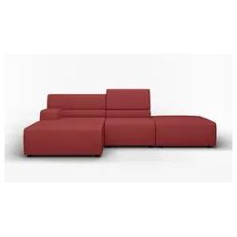 Ecksofa Egoitaliano "Babouche, Designsofa mit außergewöhnlichem Sitzkomfort zum Wohlfühlen" Sofas Gr. B/H/T: 287cm x 80cm x 98cm, Luxus-Microfaser Lederoptik, Recamiere links, rot (marsala)