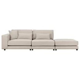 Ottomane OTTO products "Grenette" Sofas Gr. B/H/T: 291cm x 77cm x 102cm, Struktur (recyceltes Polyester), Armlehne links, beige Modulsofa, im Baumwoll-Leinenmix oder aus recycelten Stoffen