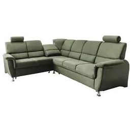 Ecksofa Home Affaire "Pisa L-Form" Sofas Gr. B/H/T: 271 cm x 95 cm x 224 cm, Struktur, Bettfunktion rechts, grün (dunkelgrün) mit Bettfunktion und Bettkasten