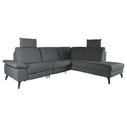 Ecksofa Alina Sofas Gr. B/H/T: 267cm x 118cm x 210cm, Struktur GBA, Ottomane rechts, ohne Funktion, grau (blaugrau gba 29) inkl. Kopfstützen, wahlweise mit Relaxfunktion, Breite: 267 cm