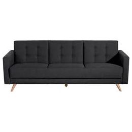 3-Sitzer Max Winzer "Julius Kippcouch mit komfortablem Federkern, klassisch und modern" Sofas Gr. B/H/T: 224cm x 81cm x 83cm, Strukturwebstoff 16523, grau (graphit) Schlafsofa, inklusive Bettfunktion & Bettkasten, Breite 224 cm