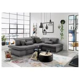 Ecksofa SET ONE BY Musterring "SO 4100 mit komfortablen Federkern und Kopfteilverstellung" Sofas Gr. B/H/T: 291cm x 80cm x 226cm, Luxus-Microfaser TORO, Ottomane rechts, ohne Bettfunktion-mit Sitztiefenverstellung-mit Armlehnenverstellung, grau (anthrazit 95) wahlweise mit Bettfunktion und Sitztiefenverstellung, L-Form Bestseller