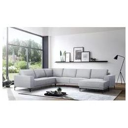 Wohnlandschaft Places of Style "Oland" Sofas Gr. B/H/T: 342 cm x 85 cm x 260 cm, Struktur weich, Recamiere rechts, beige (sand) U-Form, im zeitlosem Design und hochwertiger Verabeitung