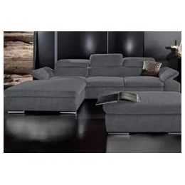 Sit & More Ecksofa SIT & MORE "Alcudia L-Form" Sofas Gr. B/H/T: 286cm x 73cm x 174cm, Luxus-Microfaser ALTARA NUBUCK, Recamiere links, mit Bettfunktion, grau (dunkelgrau) wahlweise mit Bettfunktion