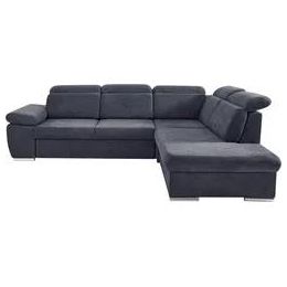 Ecksofa Inosign "Vasto L-Form" Sofas Gr. B/H/T: 283 cm x 102 cm x 228 cm, Microfaser, Ottomane rechts, grau (anthrazit) inkl. Bettfunktion und Bettkasten, Kopfteilfunktion