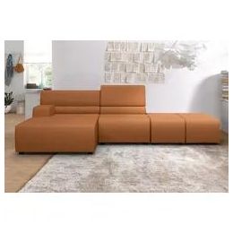 Ecksofa Egoitaliano "Babouche, Designsofa mit außergewöhnlichem Sitzkomfort zum Wohlfühlen" Sofas Gr. B/H/T: 384 cm x 80 cm x 98 cm, Luxus-Microfaser Lederoptik, Recamiere rechts, braun (cognac)