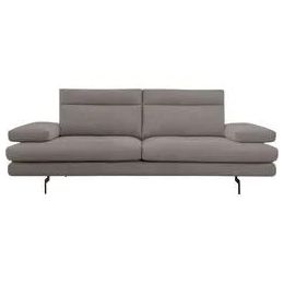 3,5-Sitzer Calia italia "Toby Wing, italienisches Designsofa, super bequem, Megasofa" Sofas Gr. B/H/T: 228cm x 90cm x 113cm, Flachgewebe QUEBEC, mit Sitztiefenverstellung-mit Armlehnenverstellung, grau (sabbia quebec) inkl. Sitztiefenverstellung und Armteilfunktion, Füße in Schwarz matt