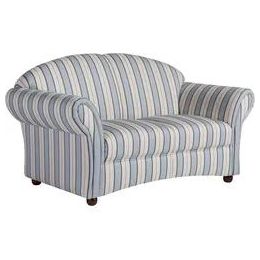 2-Sitzer Max Winzer "Caros, klassisch modernes Sofa im Landhausstil, mit hohem Sitzkomfort" Sofas Gr. B/H/T: 151cm x 85cm x 81cm, Flachgewebe 20655 STREIFEN, blau Retro, bequem durch Federkernunterfederung, Streifendesign