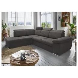 Ecksofa Inosign "Vasto L-Form" Sofas Gr. B/H/T: 283 cm x 102 cm x 228 cm, Struktur, Ottomane links, grau (anthrazit) inkl. Bettfunktion und Bettkasten, Kopfteilfunktion