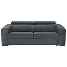 Schlafsofa Egoitaliano "Cabiria, Design und super Sitz- Liegekomfort" Sofas Gr. B/H/T: 226 cm x 97 cm x 103 cm, Luxus-Microfaser, grau (dunkelgrau) Sofa inkl. Schlaffunktion, Kopfteile verstellbar, mit Metallfüßen