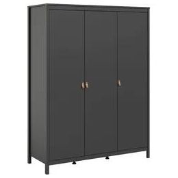 Kleiderschrank Home Affaire "Madrid, Drehtürenschrank, Aufbewahrung Kasten Schrank Stauraum", schwarz (schwarz matt), B:149,8cm H:199cm T:58,4cm, Spanplatte, Schränke, 3türiger Schrank mit 5 Einlegeböden und Kleiderstange, Breite 150 cm