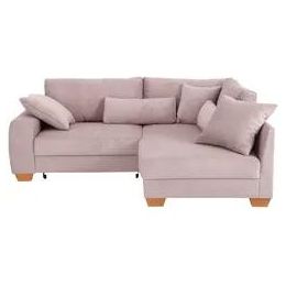 Ecksofa Home Affaire "Helena II DuraSpring" Sofas Gr. B/H/T: 227 cm x 88 cm x 190 cm, Luxus-Microfaser weich, Ottomane rechts, mit Bettfunktion, rosa (flamingo) mit Taschenfederkern, bis 140 kg belastbar, wahlweise Bett