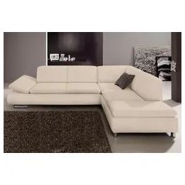 Ecksofa Max Winzer "Toulouse modern und bequem, aktuelles Design, hoher Sitzkomfort" Sofas Gr. B/H/T: 237cm x 75cm x 190cm, Luxus-Microfaser, Ottomane rechts, beige mit klappbaren Armlehnen, Breite 237 cm